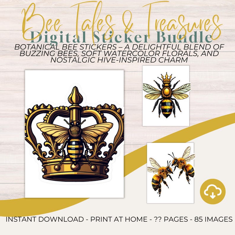 Bee Digital Stickers, Honeycomb Planner Stickers, Cute Watercolor Bee ...