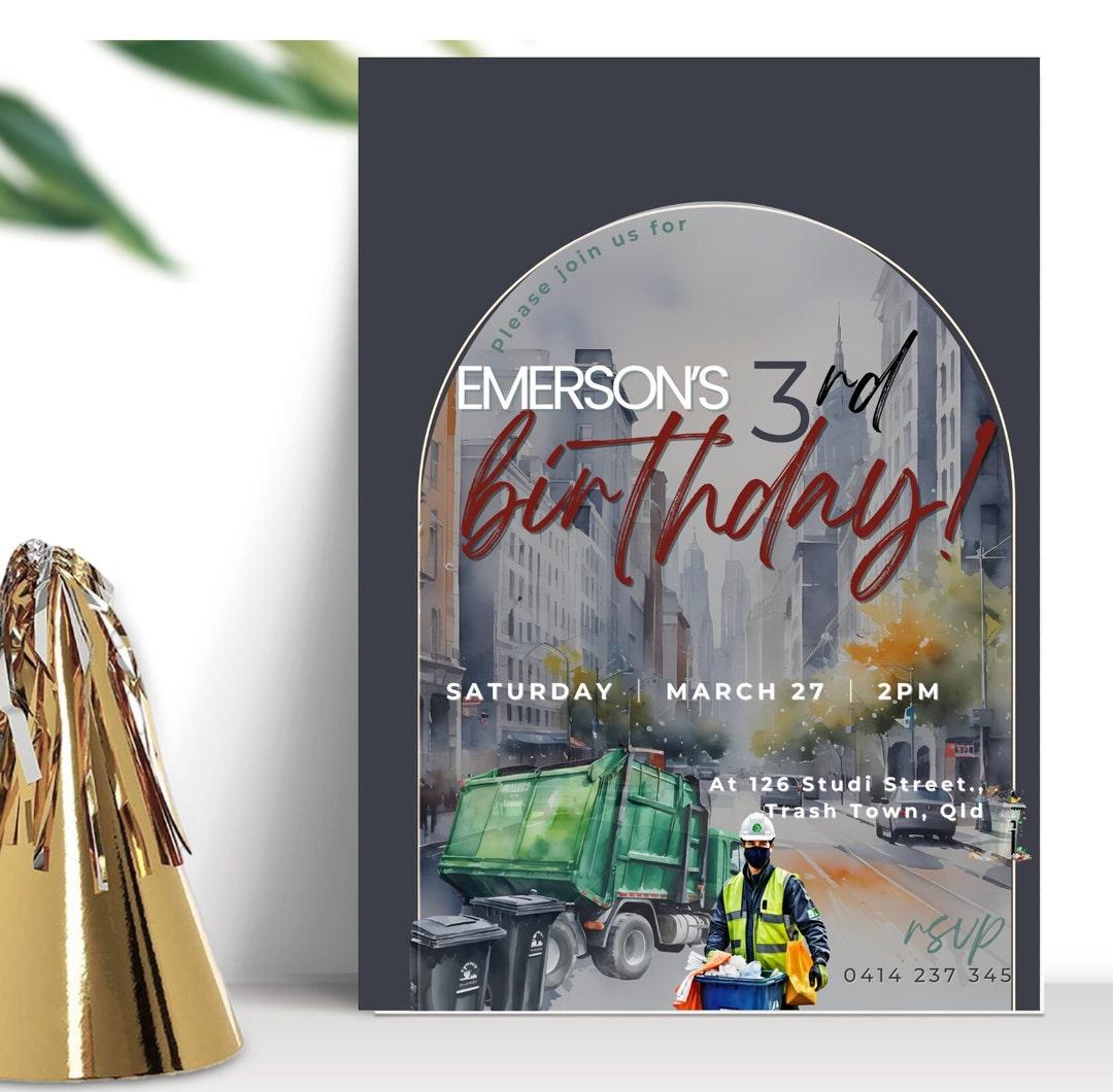 Trash Truck Netflix Birthday Invite | Trash Bash | Mess Party | Garbage ...