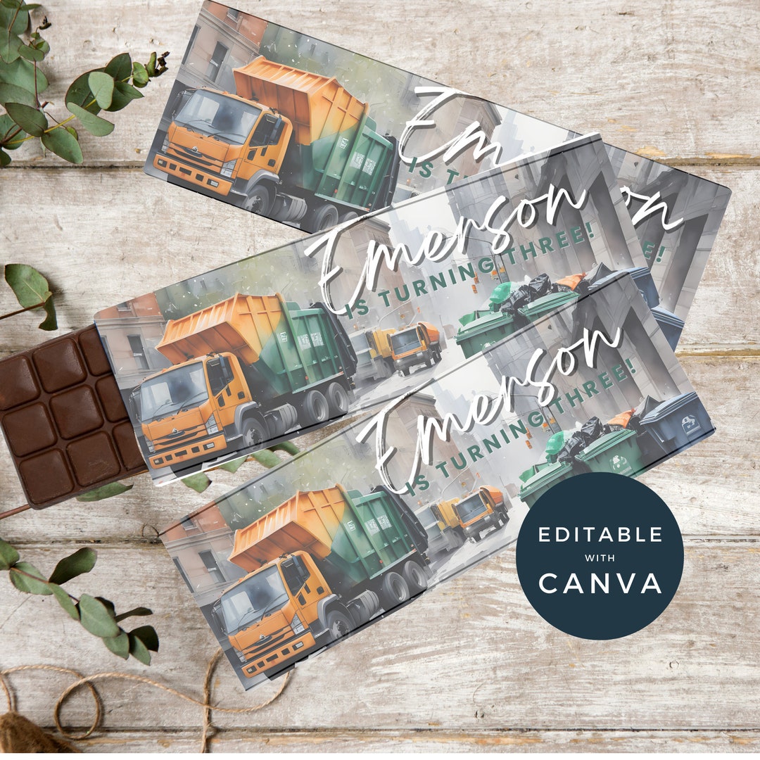 Dump Truck Trash Chocolate Bar Wrapper | Birthday Rubbish Recycling ...