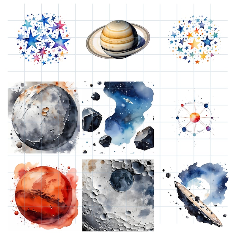 Watercolor Space Clipart Bundle, Outer Space Decor, Cute Astronaut ...