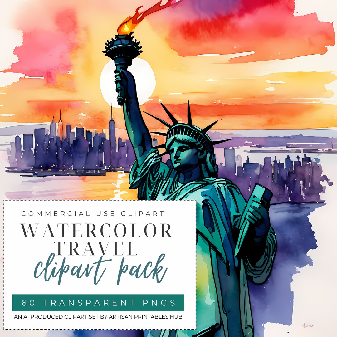 Watercolor Travel Clipart Set, Wanderlust Adventure Illustrations With ...