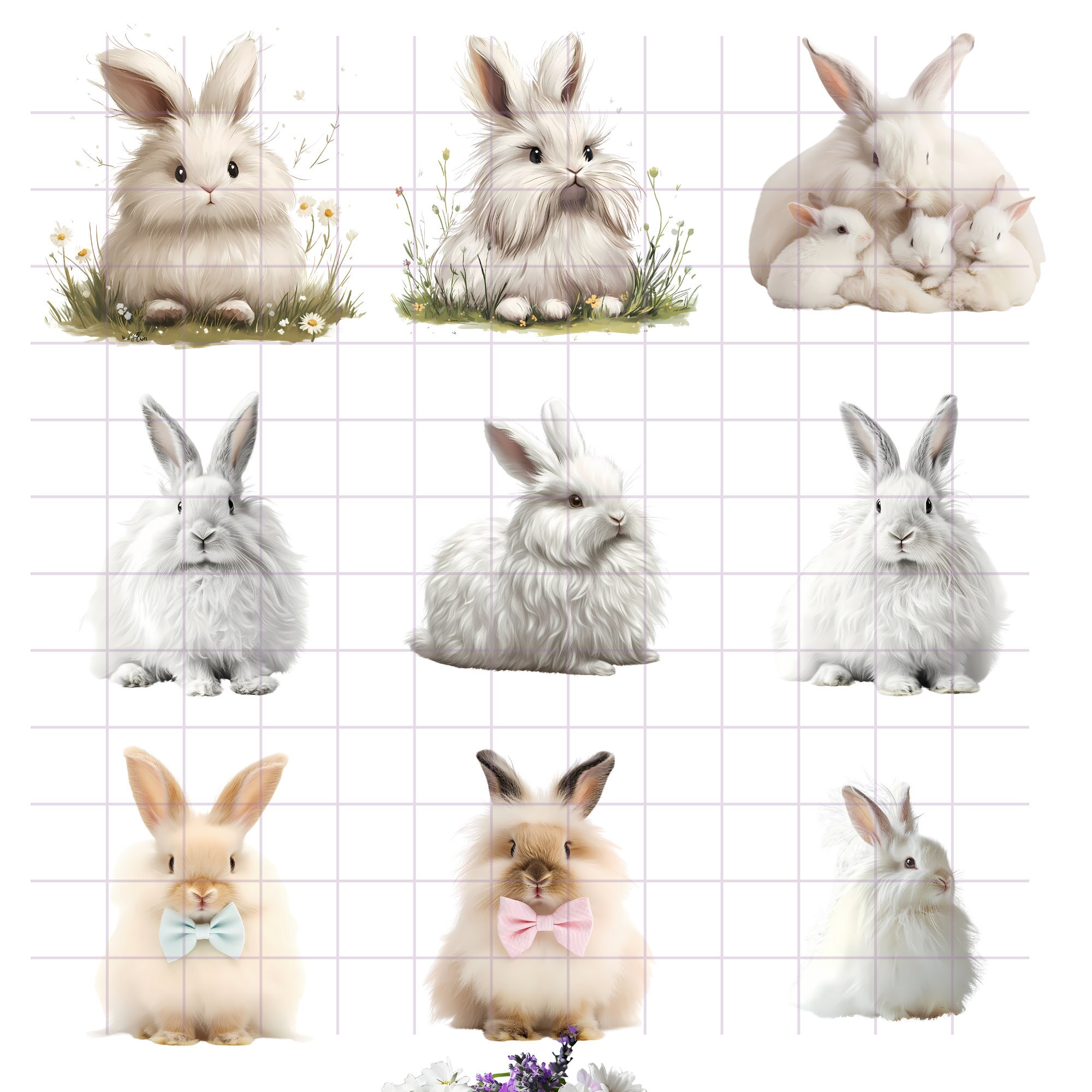 Angora Rabbit Clipart Cute Bunny Clipart, Cute Bunnies PNG Bundle for ...