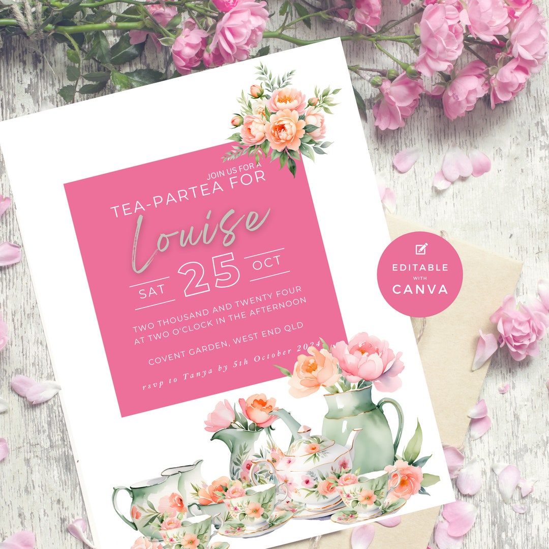Let's Par-tea Invitation, Tea Party Invite, High Tea Birthday Party ...