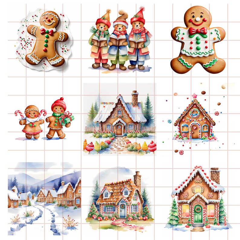 Watercolor Gingerbread Clipart Bundle, Christmas Baking Graphics ...