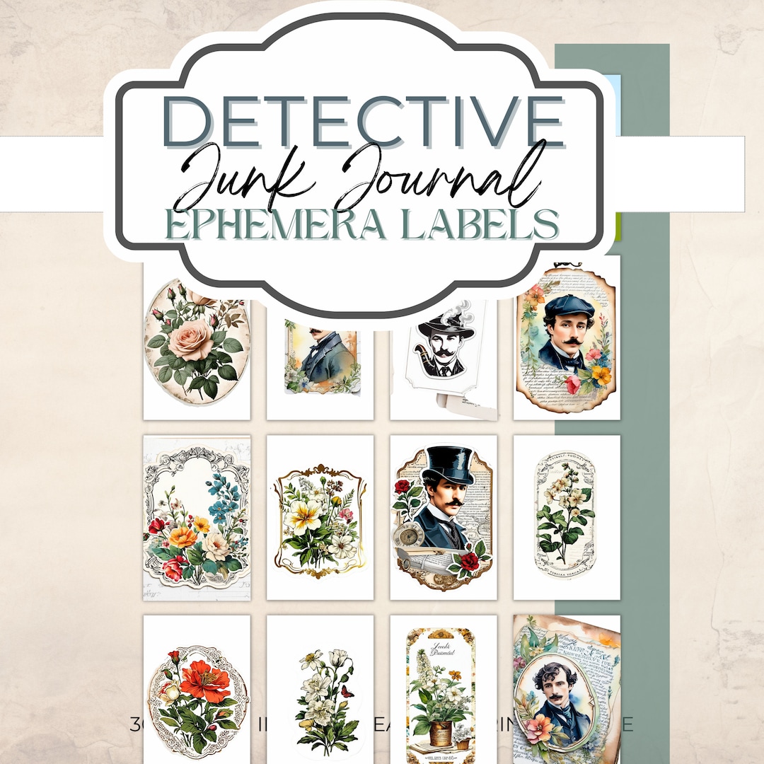 Detective Junk Journal Ephemera Kit, Digital Scrapbook Pages, Printable ...