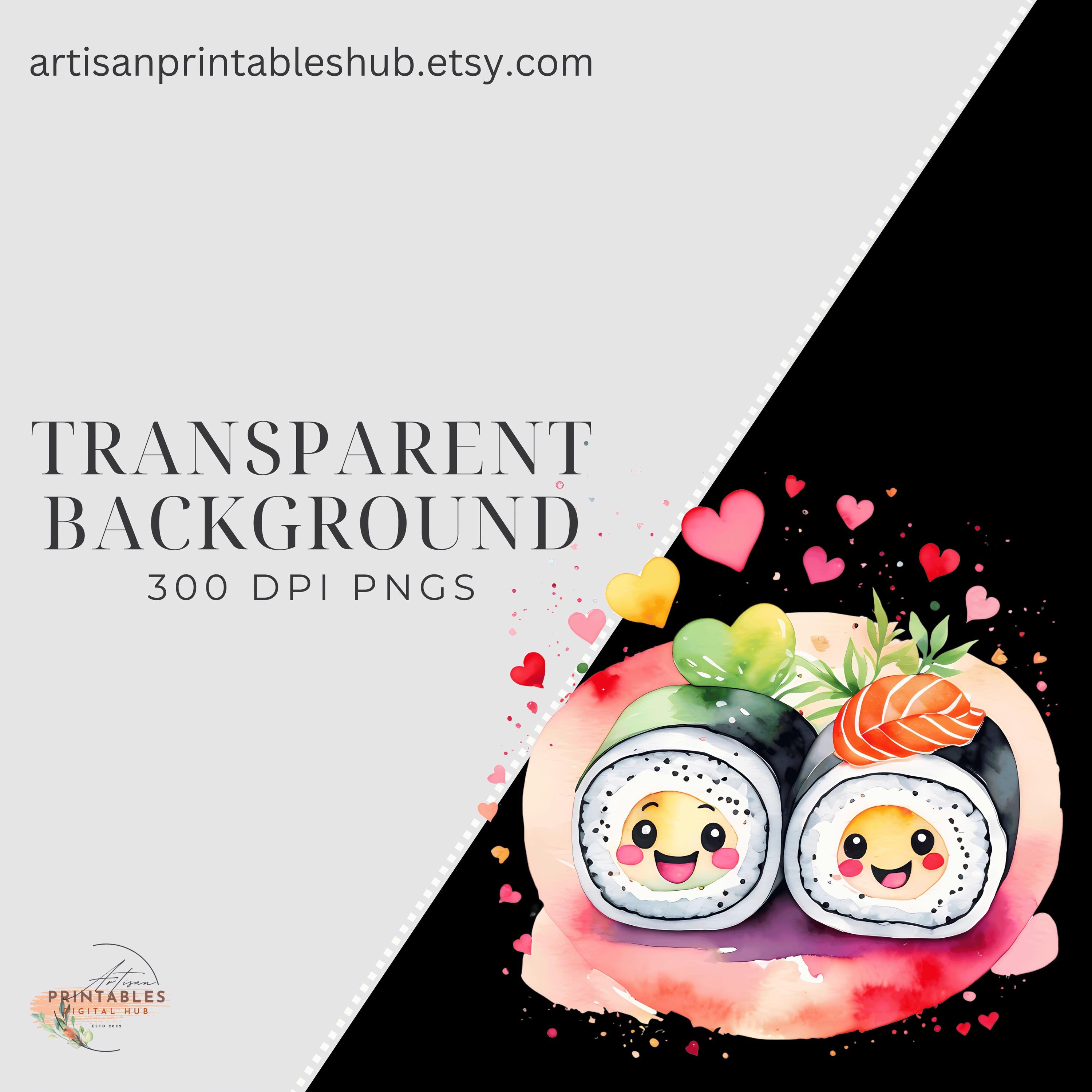 Kawaii Sushi Clipart Bundle - Cute Sushi PNG - Adorable Kawaii Sushi ...