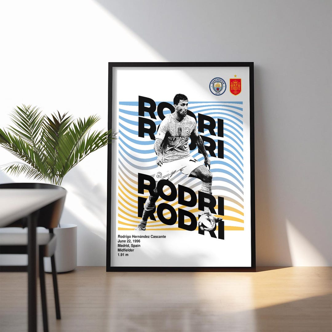 Rodri Digital Download Poster - Football Art Print, Soccer Wall Art ...