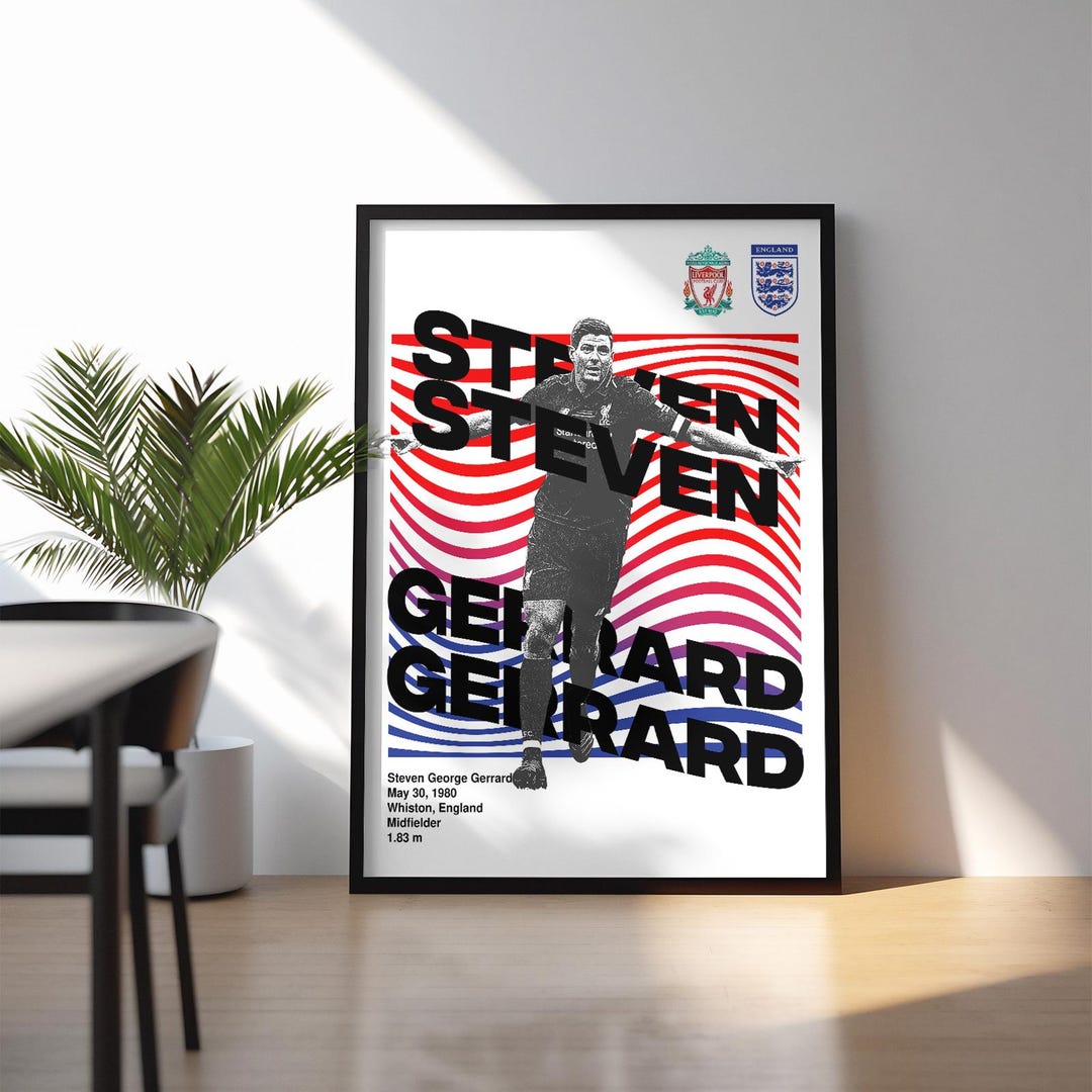 Steven Gerrard Digital Poster - Football Art Print, Liverpool FC Decor ...
