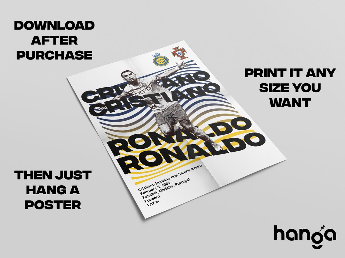 Cristiano Ronaldo Digital Download Poster Iconic Football Art Print ...