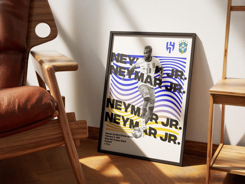 Neymar Digital Download Poster - Iconic Football Art Print, Soccer Wall ...