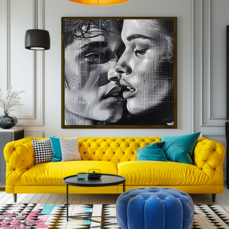 Pop Art Lovers' Gaze: Man & Woman in Passion - Etsy