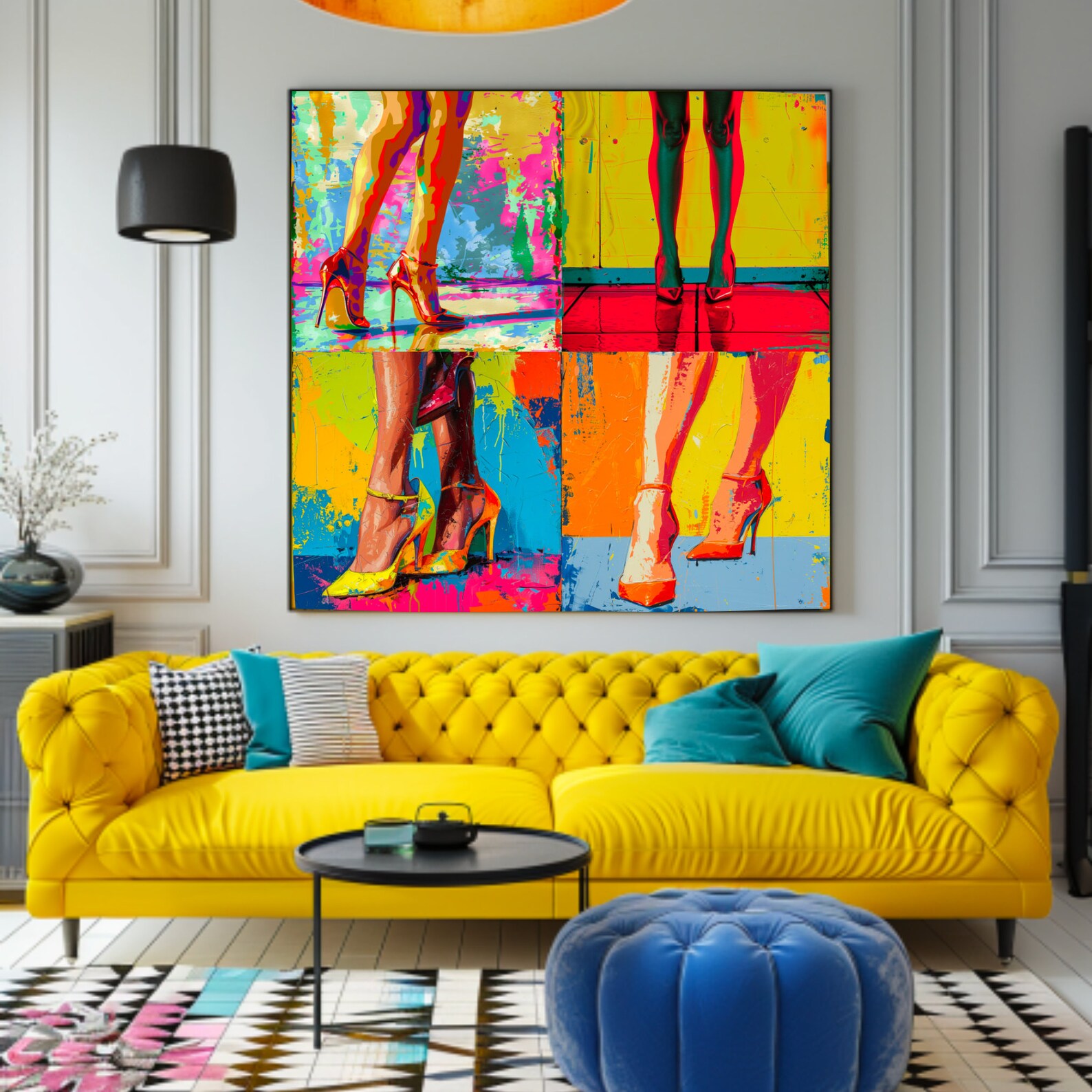 Colourful Pop Art Female Legs Print - Vibrant Wall Art Decor for Modern ...