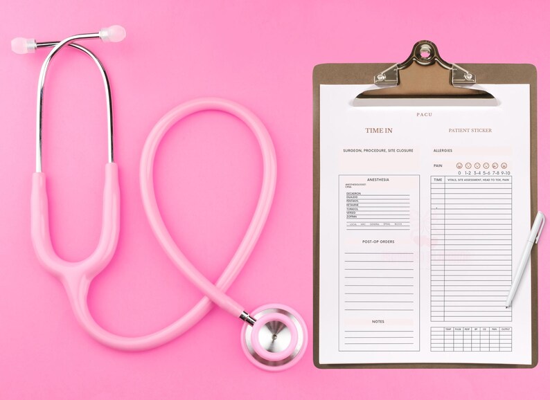 PACU Nurse Report Sheet (pink) | Post-op Recovery Room Template ...