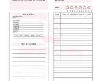 PACU Nurse Report Sheet - Etsy