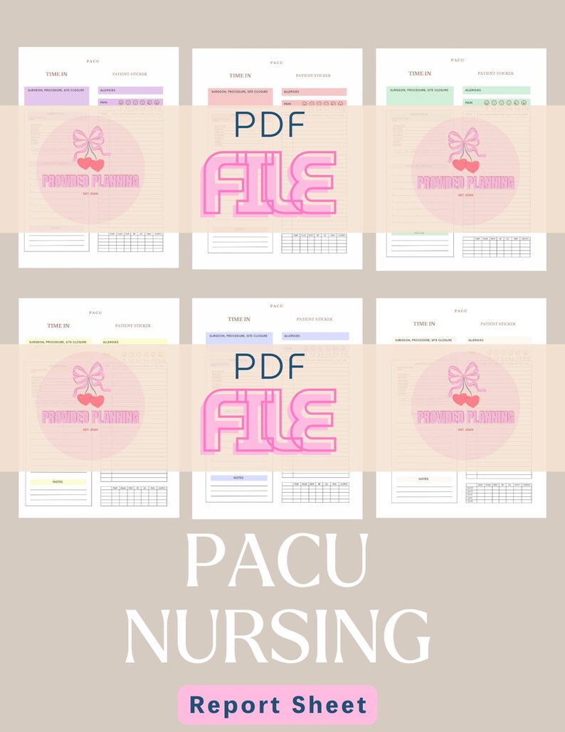 PACU Nurse Report Sheet (blue) | Post-op Recovery Room Template ...