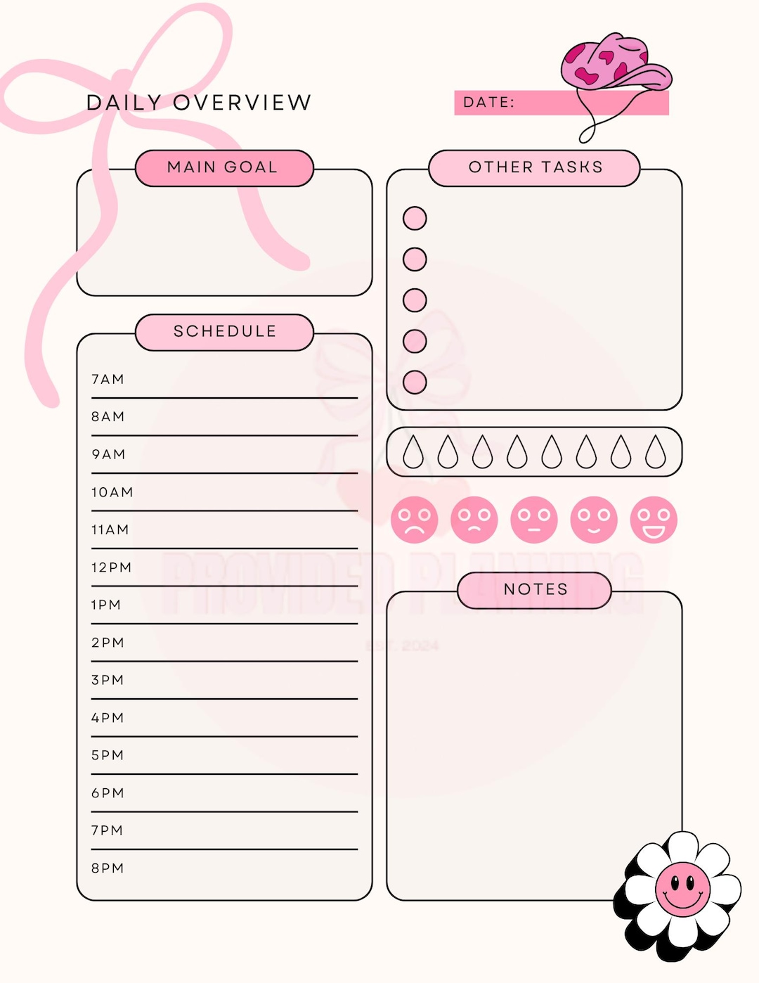 Cute Aesthetic Daily Planner | Digital and Printable Planner | Hourly ...