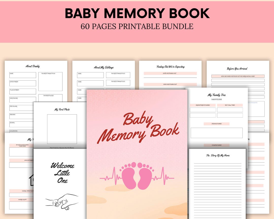 Baby Memory Book: Milestone Tracker, Keepsake Journal (instant Download ...