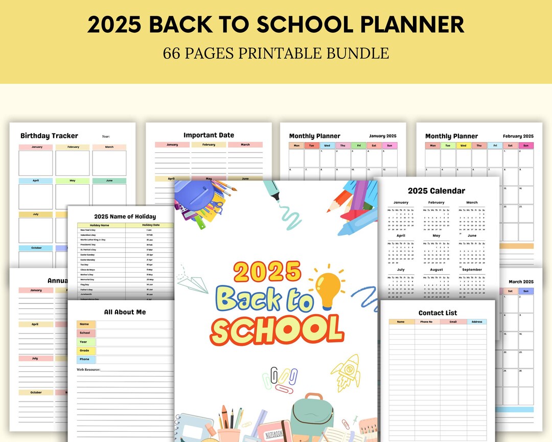 2025 Back to School Planner: Student Study Organizer (printable ...