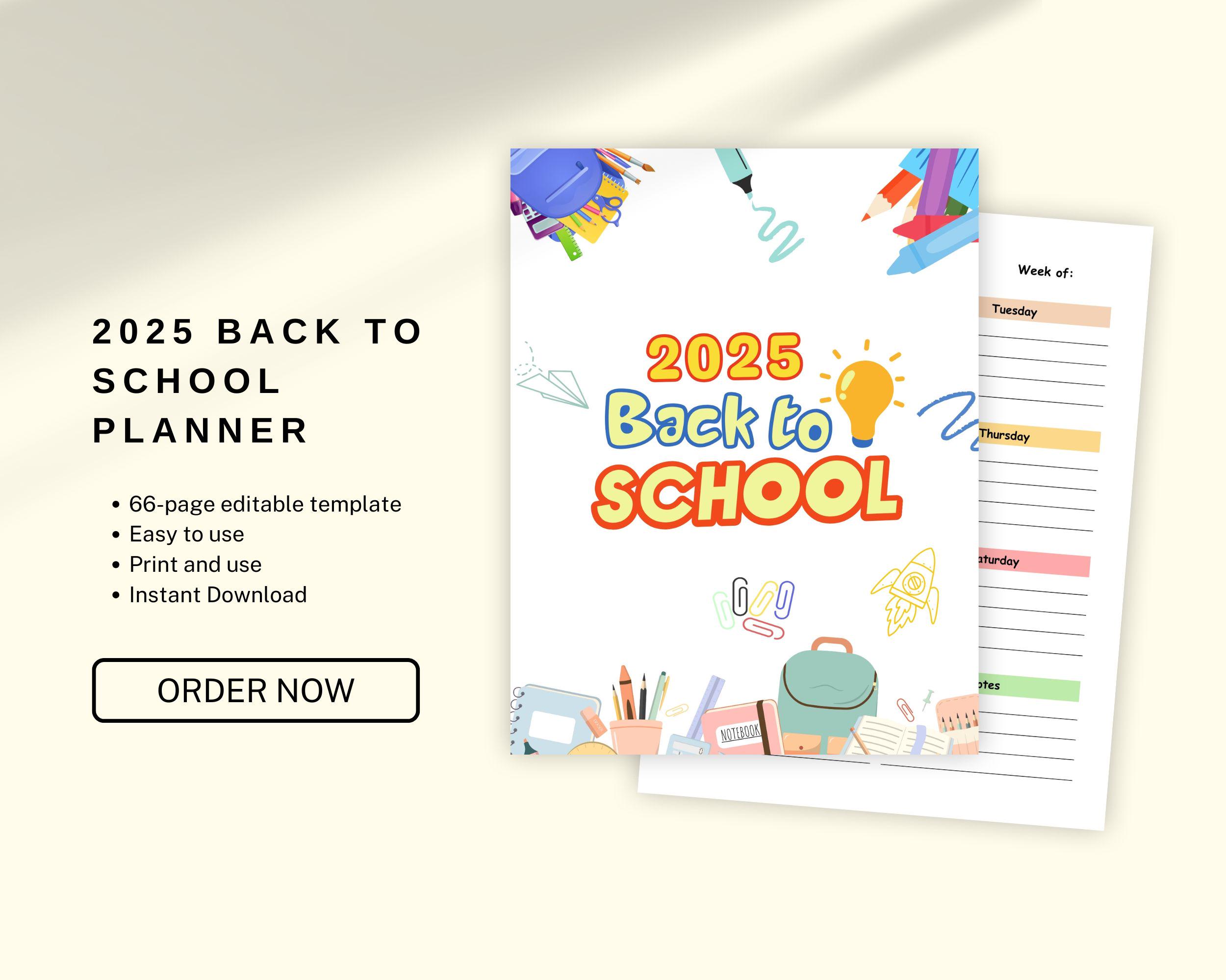 2025 Back to School Planner: Student Study Organizer (printable ...