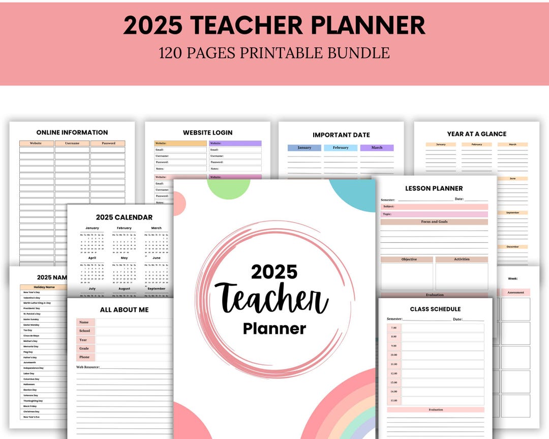 2025 Teacher Planner: Academic & Classroom Organizer (instant Download ...