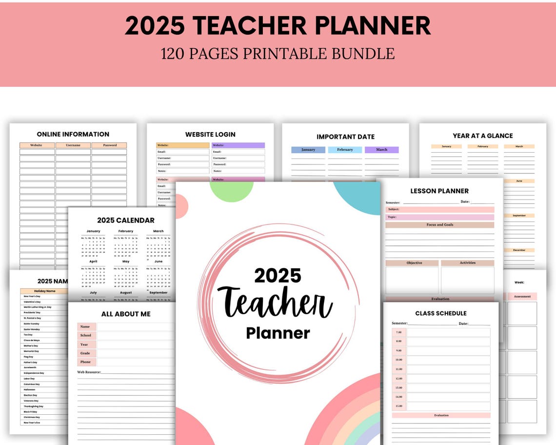 2025 Teacher Planner: Academic & Classroom Organizer (instant Download ...