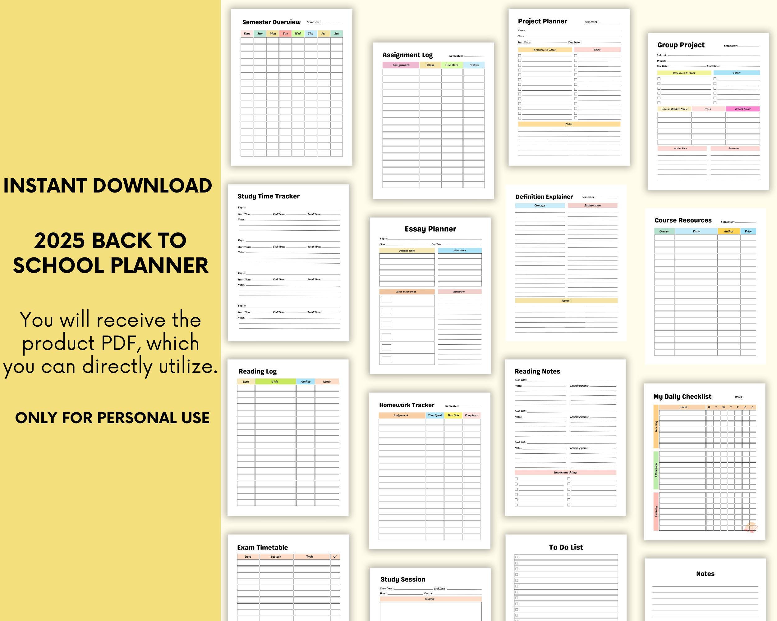 2025 Back to School Planner: Student Study Organizer (printable ...