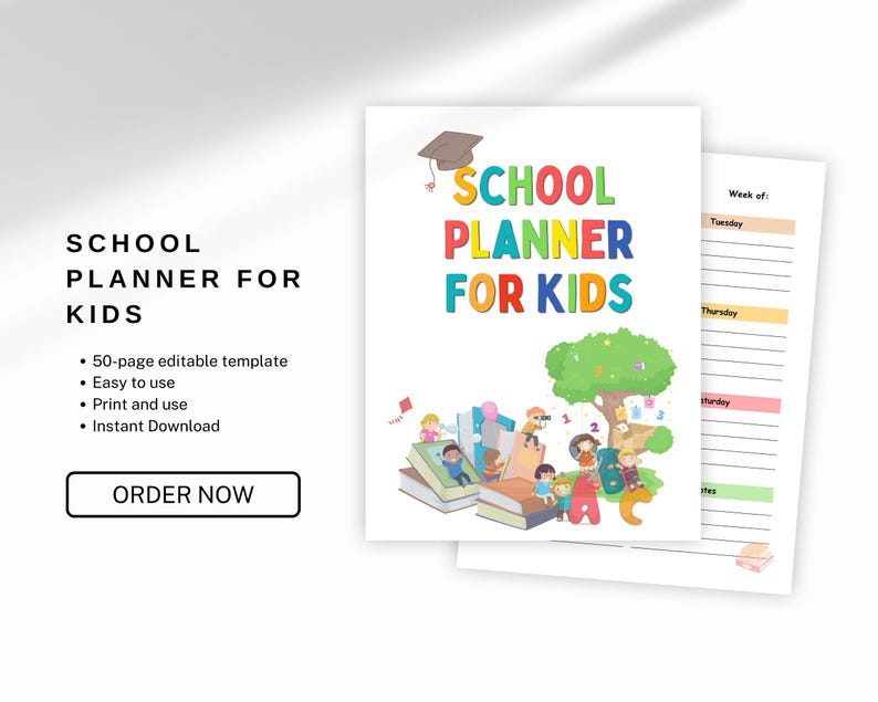 School Planner for Kids - Kids Schedule Planner - Study Planner - Kids ...
