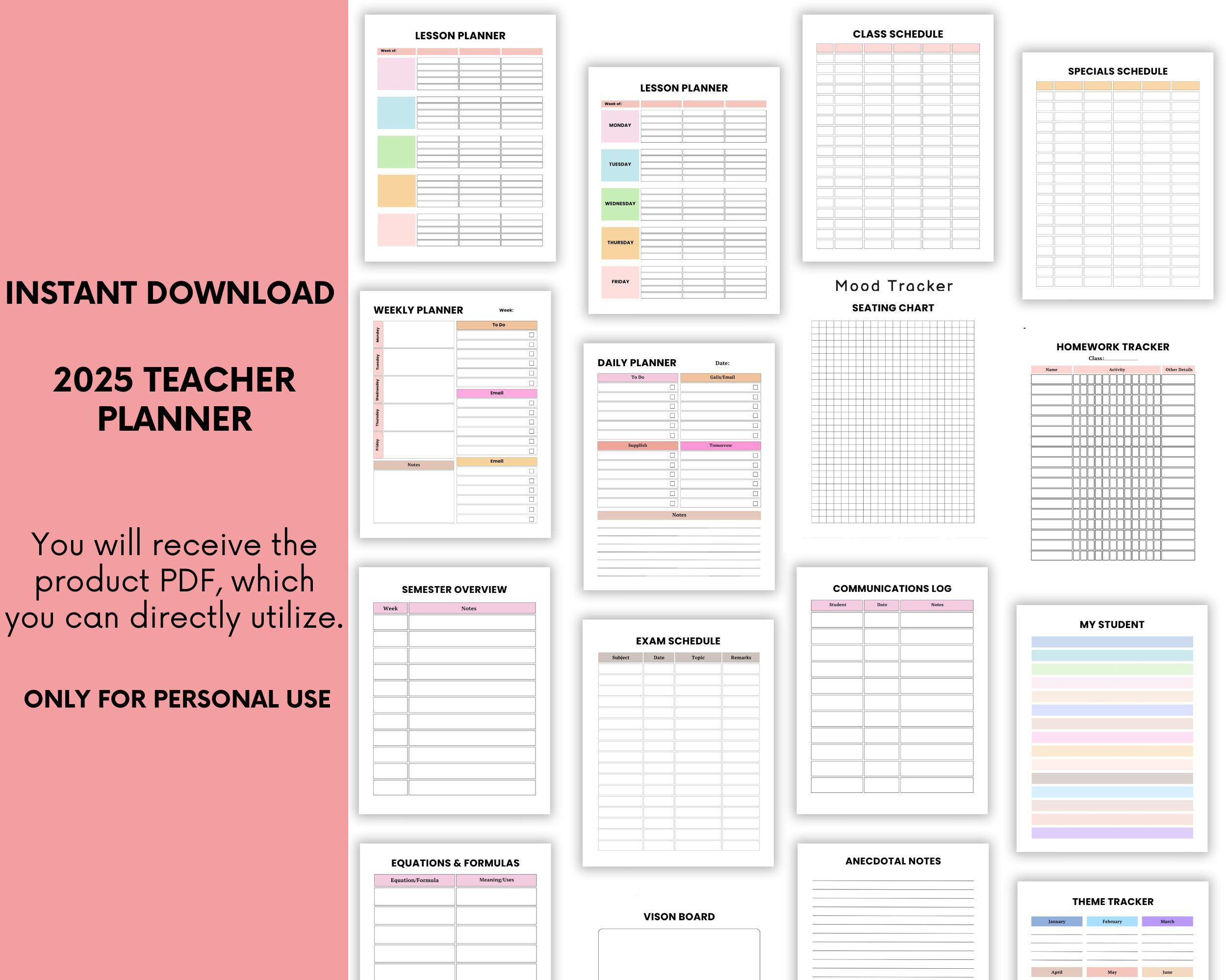 2025 Teacher Planner: Academic & Classroom Organizer (instant Download ...
