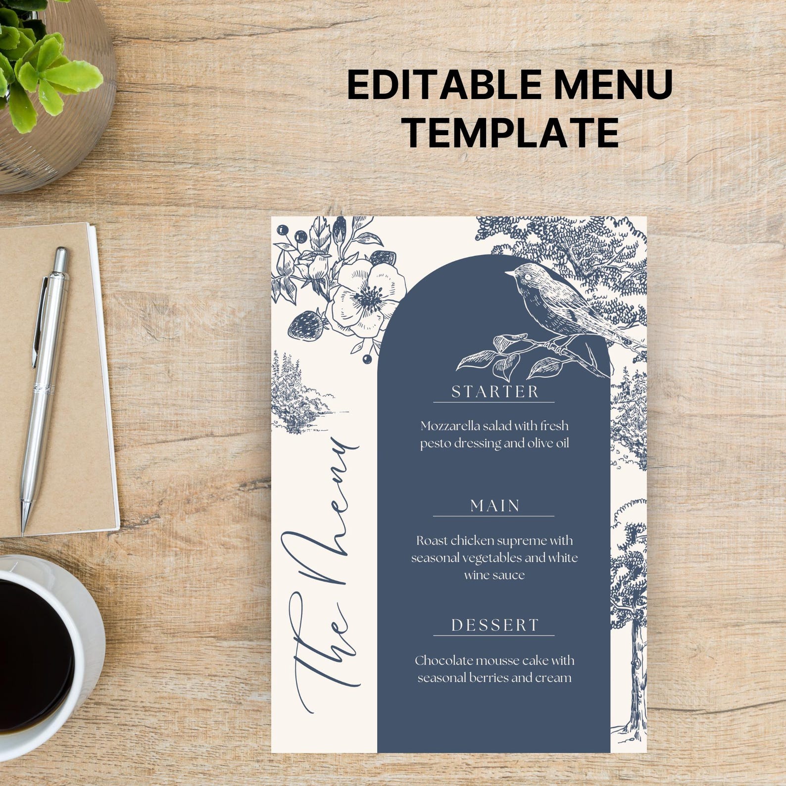 Vintage Botanical Menu Template | Elegant Canva Event Menu ...
