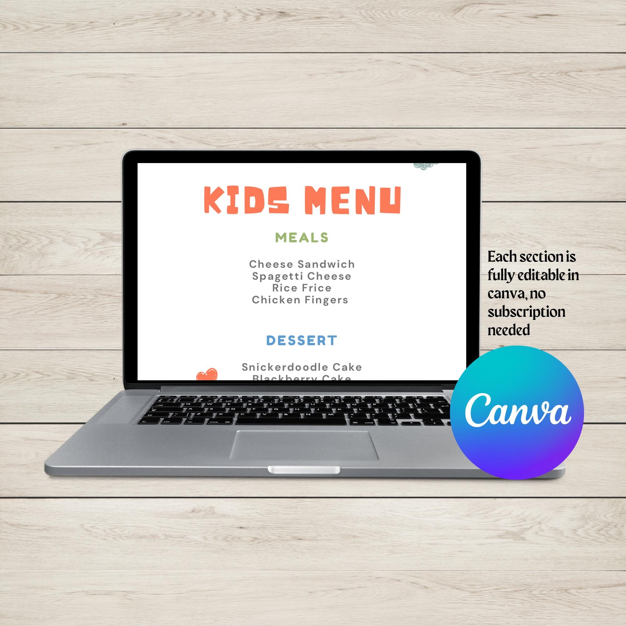 Fun Kids Menu Template | Customisable Canva Template for Restaurants ...