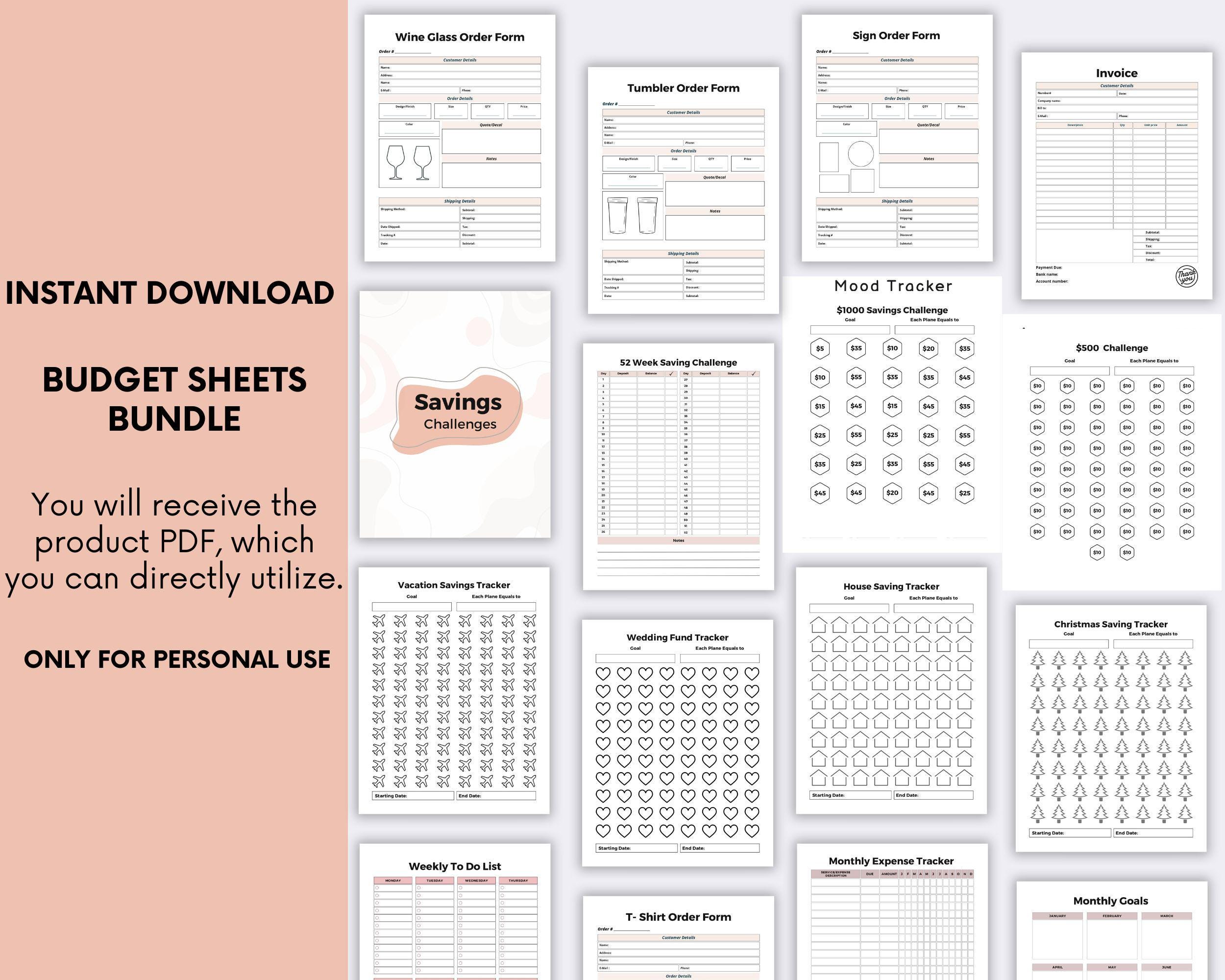 Printable Budget Planner Bundle: Expense & Financial Tracker (digital ...