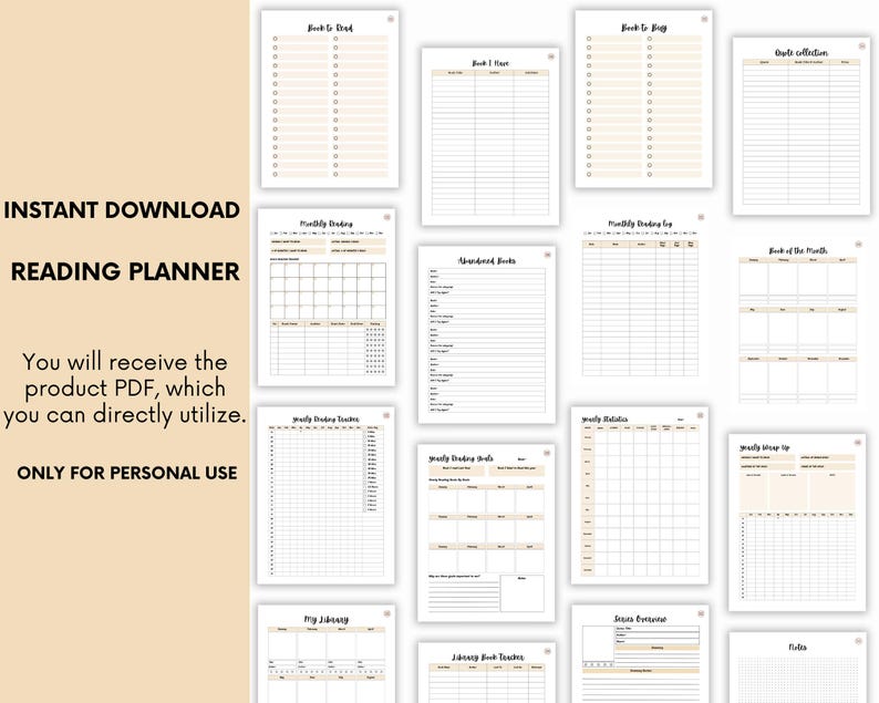 Printable Reading Planner: Book Tracker & Reading Log (instant Download ...