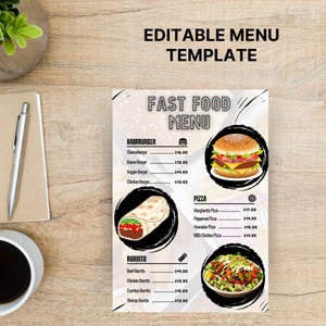 Fast Food Menu Template | Bold and Fun Canva Menu Design | Editable ...