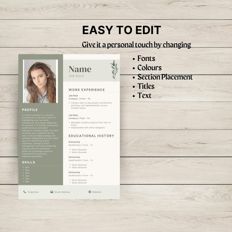 Minimalist CV Template | Elegant Canva Resume With Botanical Touch ...