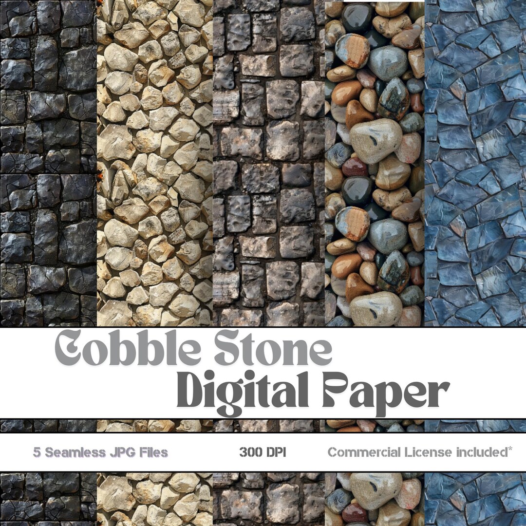Cobblestone Digital Paper, Cobblestone Textures Digital Paper, Seamless ...