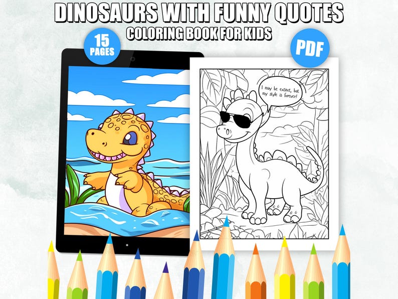 Cute Baby Dinosaurs Coloring Book for Kids & Toddlers, Digital ...