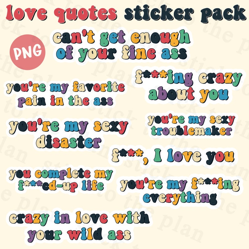 Sarcastic Love Quotes Sticker Bundle, Printable Digital Stickers ...