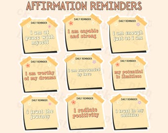 Huge 24 Affirmation Printable Sticker Bundle, Cute PNG Digital Stickers ...