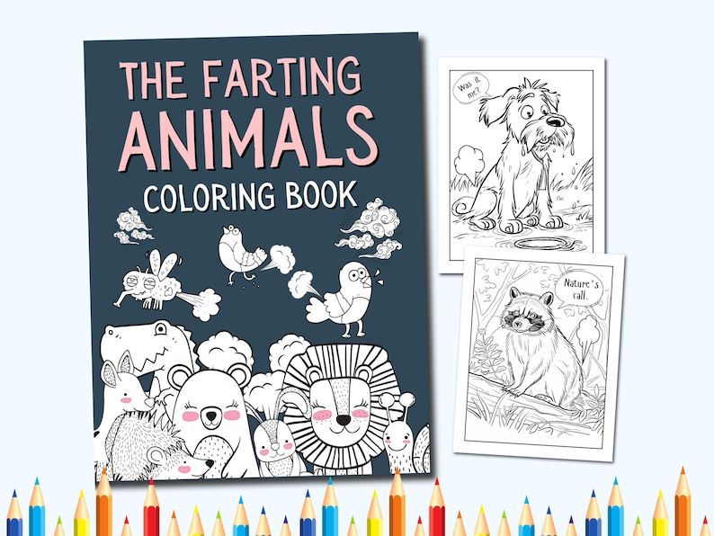 Farting Animals Coloring Book, Printable Little Dinosaurs, Cats, Dogs ...