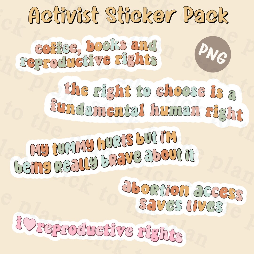Feminist Printable Sticker Bundle, PNG Digital Stickers for Activist ...