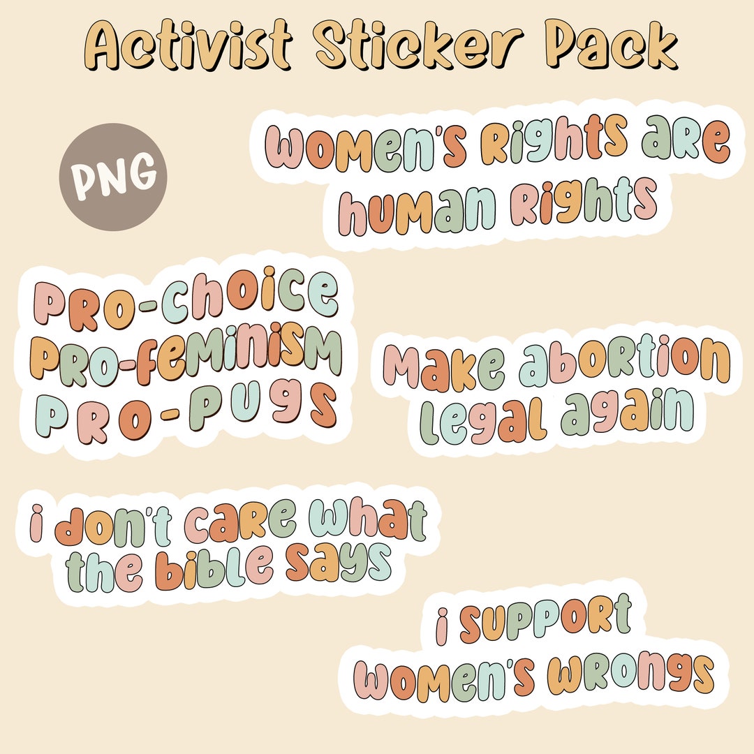 Cute Activist Printable Sticker Bundle, PNG Digital Cricut Stickers for ...