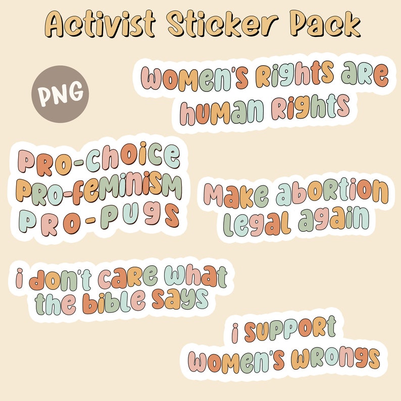 Cute Activist Printable Sticker Bundle, PNG Digital Cricut Stickers for ...