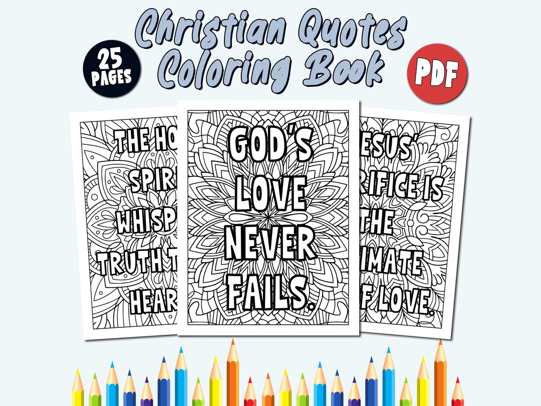 Printable Christian Quotes Coloring Book, Bible Verse Coloring Pages ...