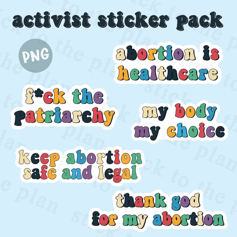 Feminist Printable Sticker Bundle, PNG Digital Stickers for Her ...