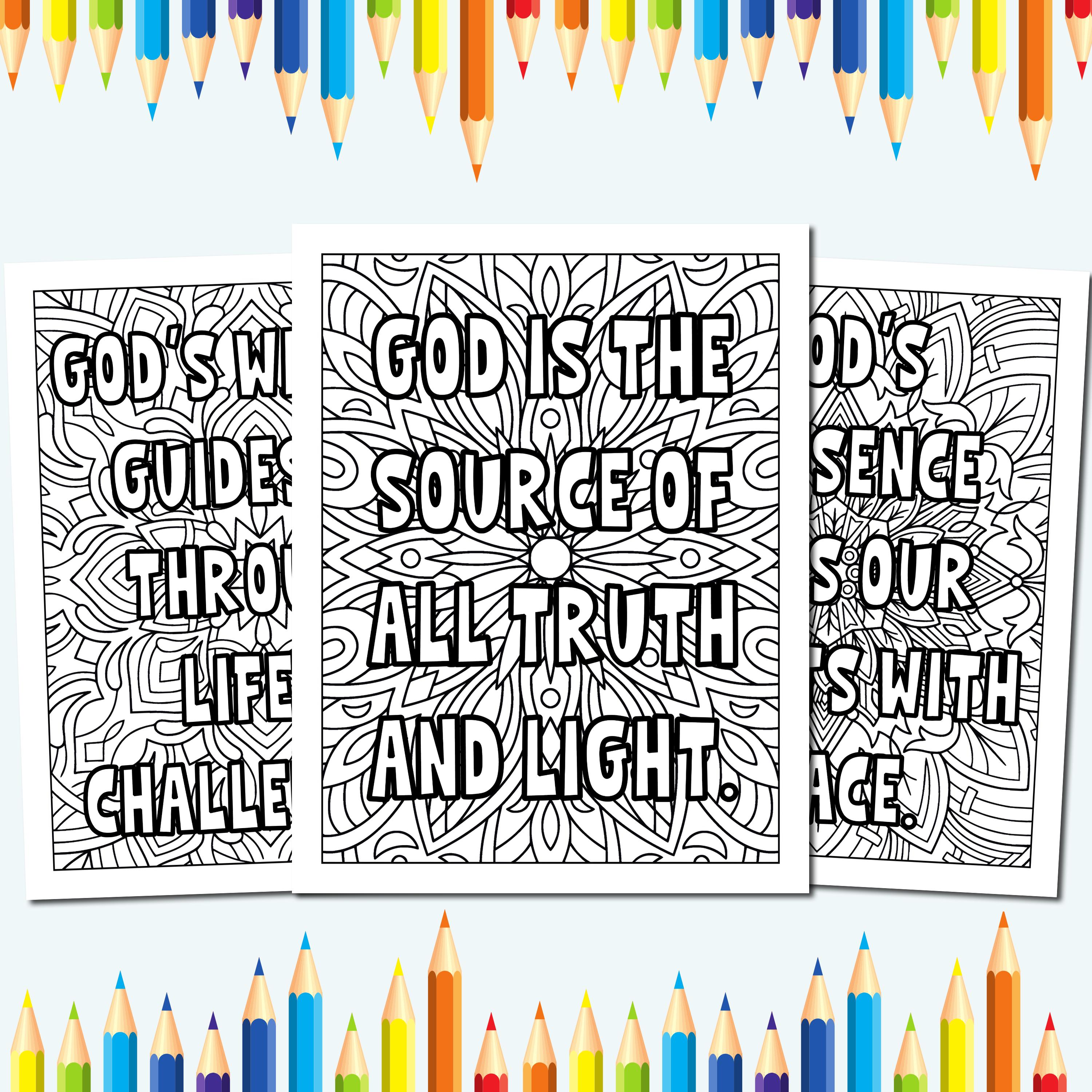 Printable Christian Quotes Coloring Book, Bible Verse Coloring Pages ...