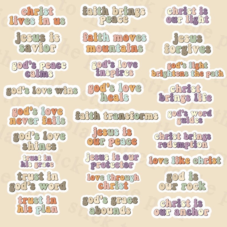 27 Christian Quotes Printable Sticker Bundle, God Faith Digital ...