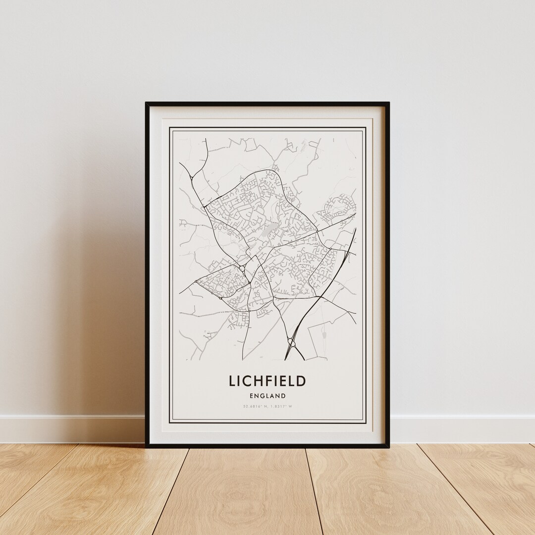 Lichfield Travel Poster Elegant Black & White Print, Versatile Digital ...