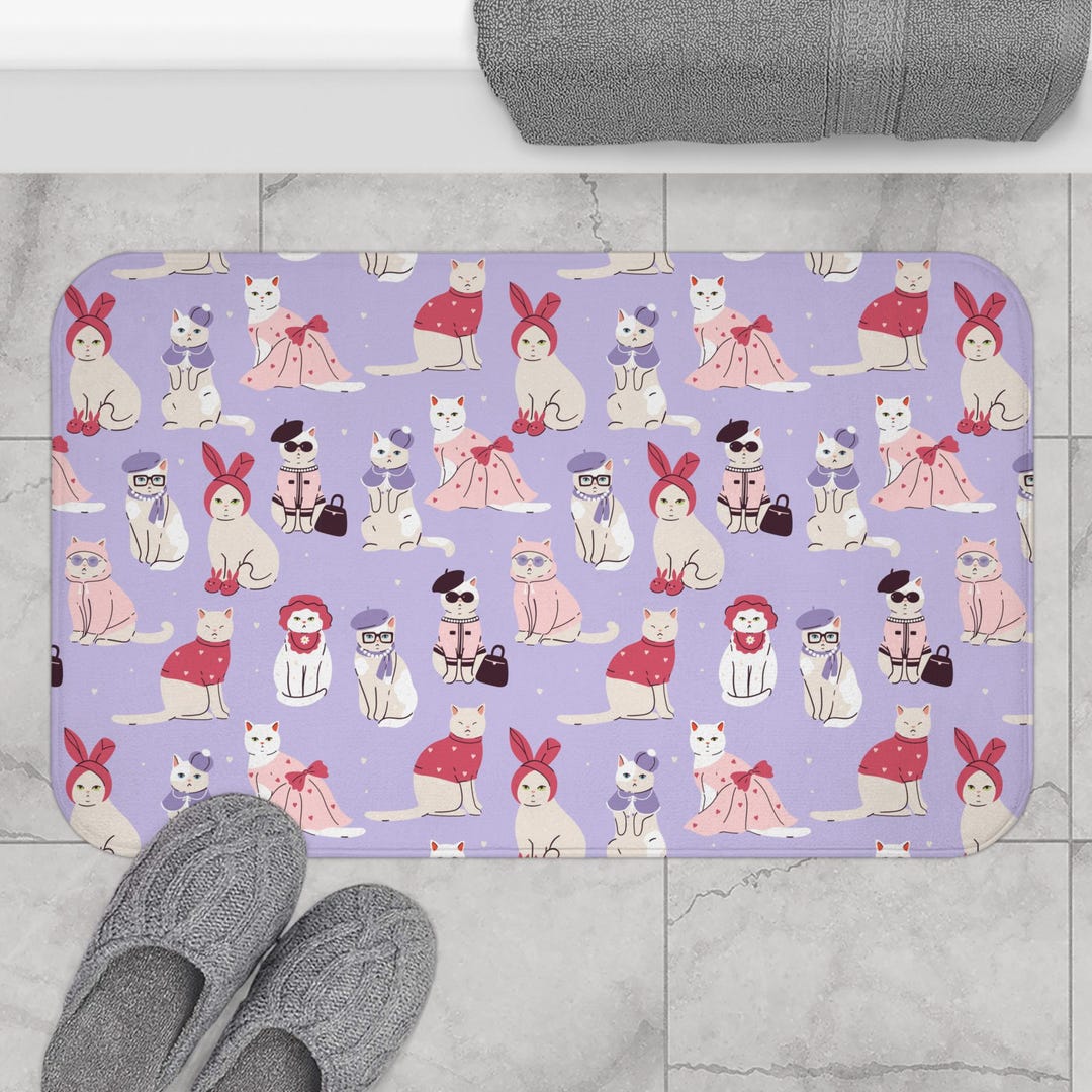 Sophisticated Cat Bath Mat | Fancy Cat Bath Mat | Cat Mat | Cute Cat ...