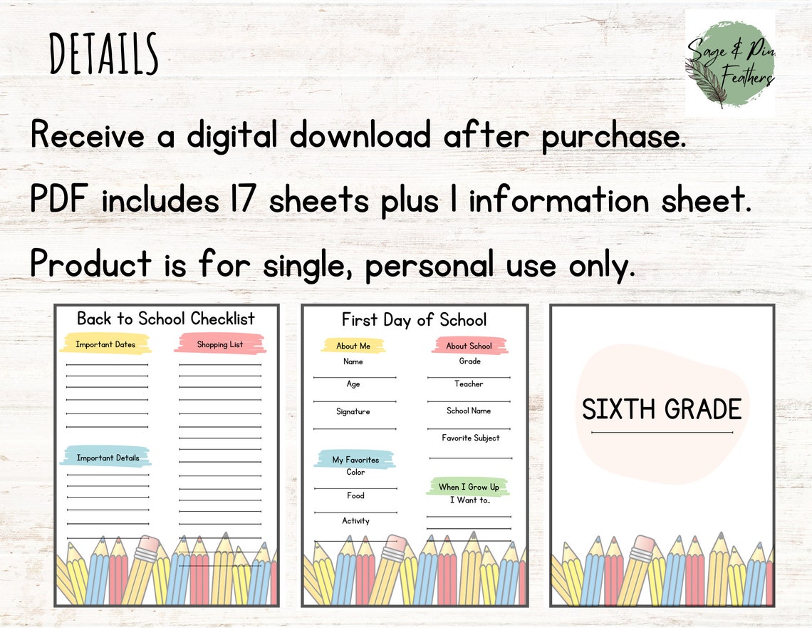 Back to School Organizer Printable Pack - 17 Sheet - Digital File - Etsy
