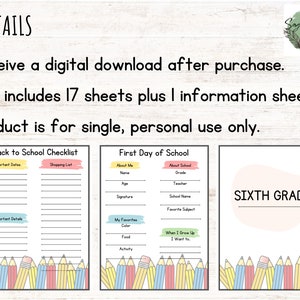 Back to School Organizer Printable Pack - 17 Sheet - Digital File - Etsy